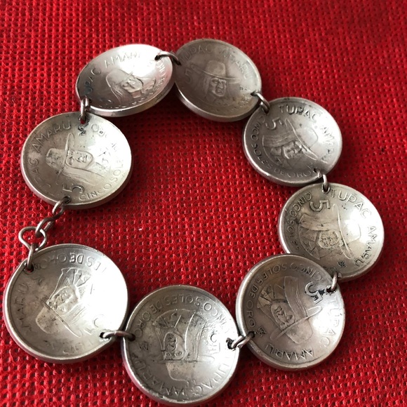 Jewelry | Vintage Peru Tupac Amaru Silver Coin Bracelet | Poshmark